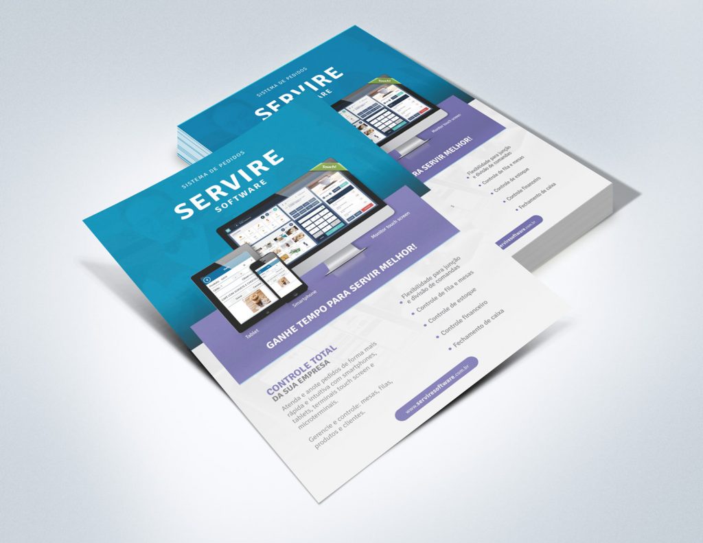 Folheto para Servire Software de Limeira. Criação Agência INpulso de Design