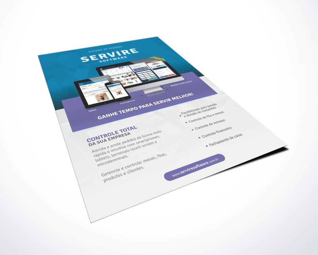 Folheto para Servire Software de Limeira. Criação Agência INpulso de Design